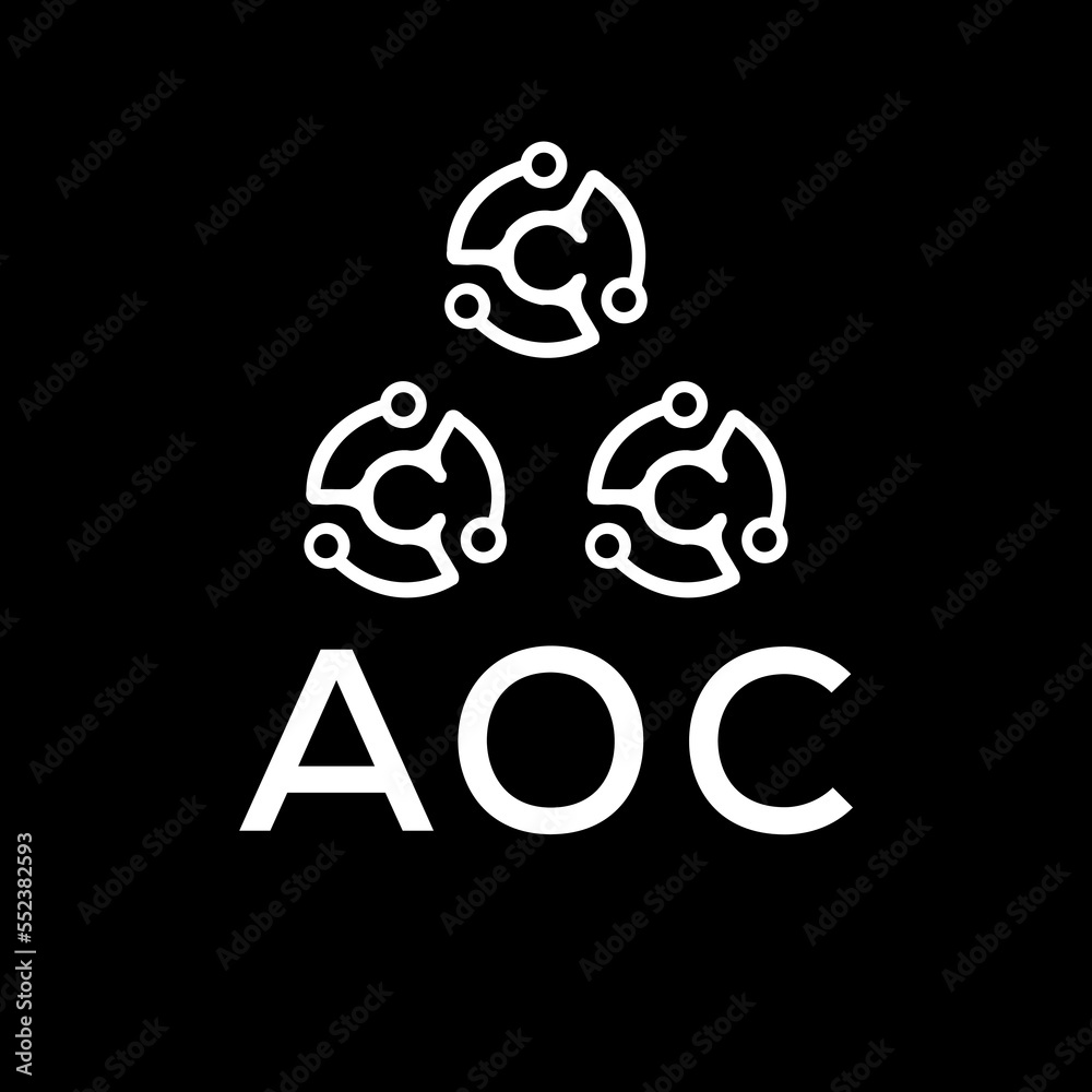 AOC letter logo. AOC best black background vector image. AOC Monogram ...