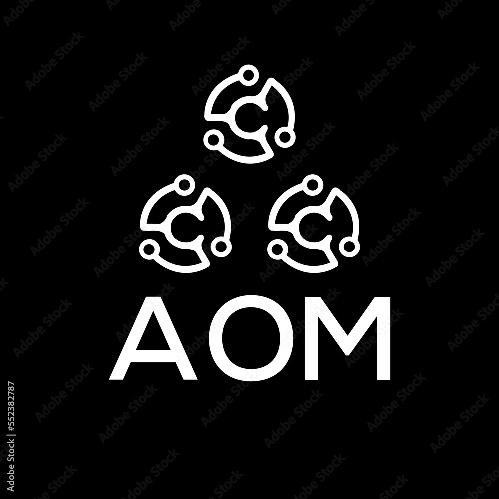 AOM letter logo. AOM best black background vector image. AOM Monogram ...