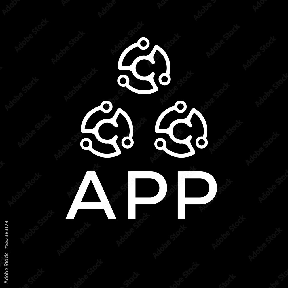 Vecteur Stock APP letter logo. APP best black background vector image ...