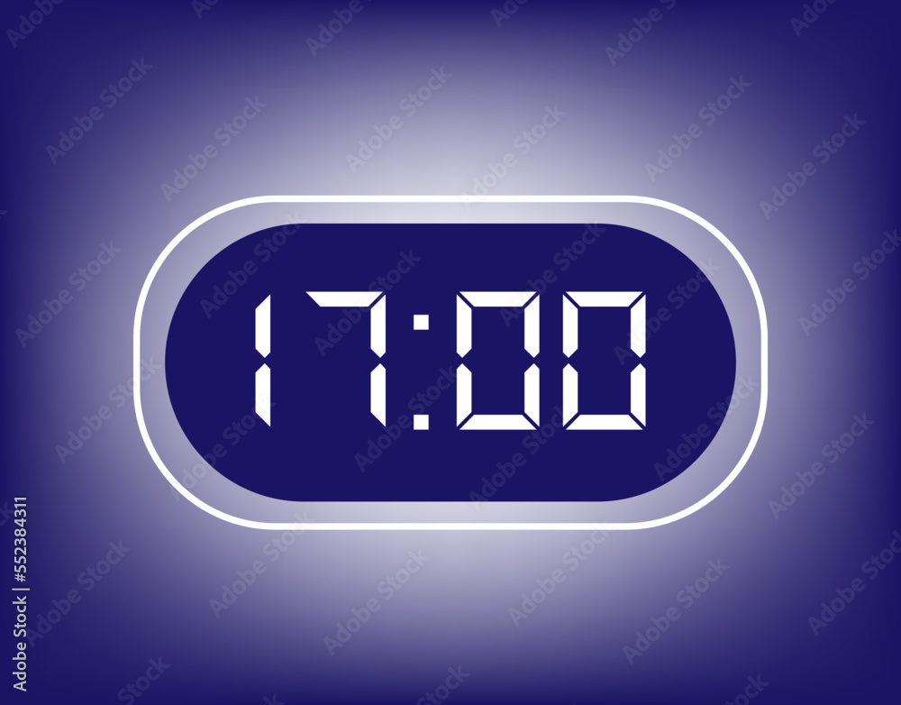 17:00 Hours alarm design. Icon of alarm clock setting appointment time ...