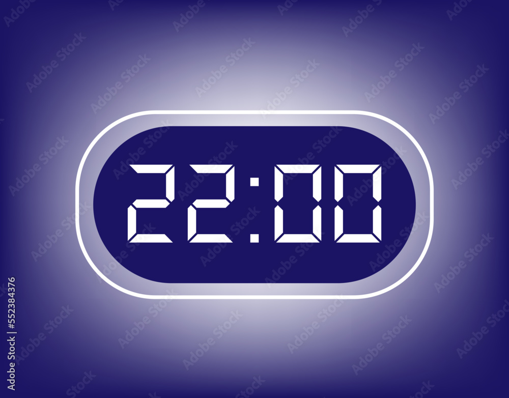 22:00 Hours alarm design. Icon of alarm clock setting appointment time ...