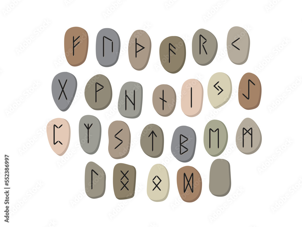 Scandinavian runes full collection of Elder Futhark including empty ...