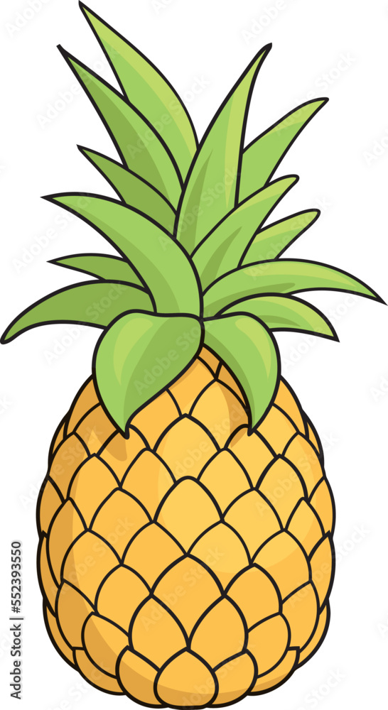 Cartoon pineapple vector illustration on white background Stock Vector ...