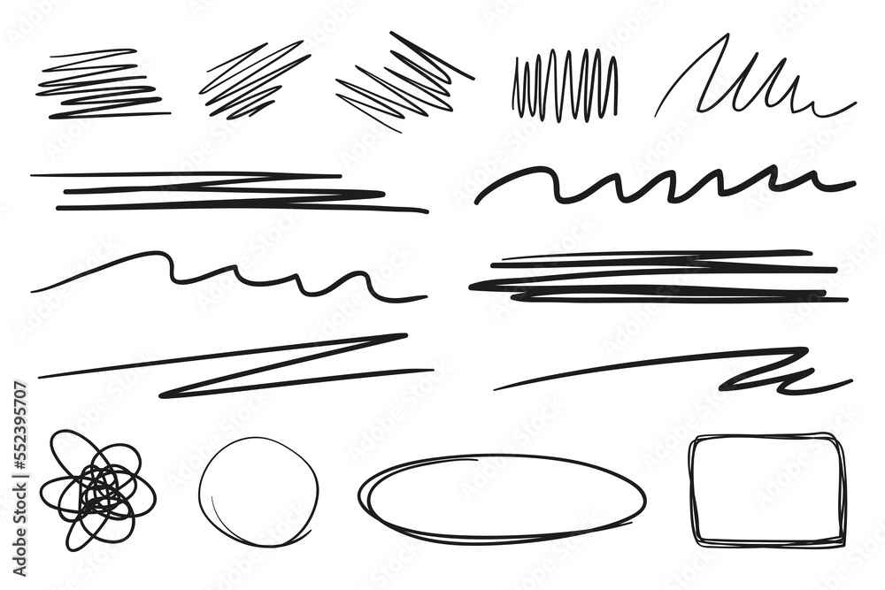 Hand drawn underlines on white. Abstract backgrounds with array of ...