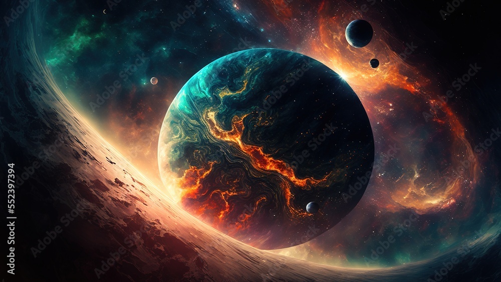 Space and Universe colorful Wallpaper Background. Distant Planets and ...