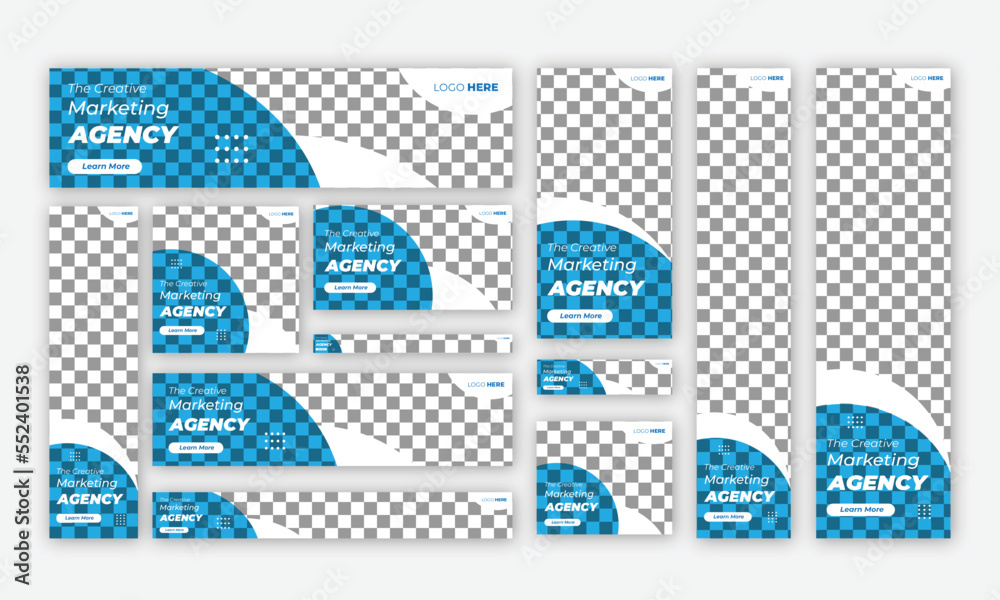 Banner Design Web Template Set, Horizontal Header Web Banner.Modern ...