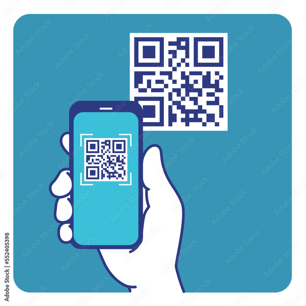 Vetor de QR code reading ,vector illustration Using QR code reader app ...