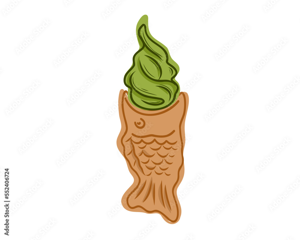 Japanese ice cream Taiyaki. Hand drawing. vector illustration Stock ...