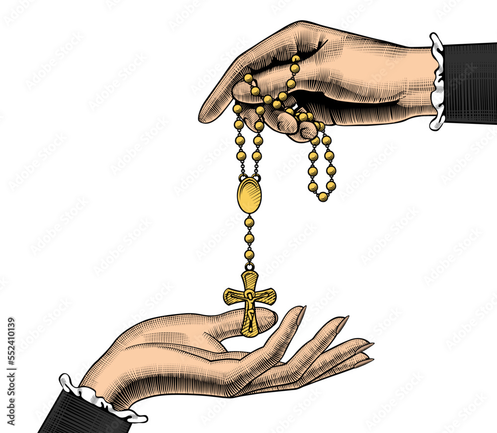 Women's hands with Catholic rosaries. Traditional Christian saints ...