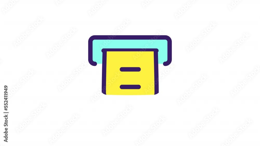 Animated receipt color ui icon. Automated teller machine. ATM feature ...