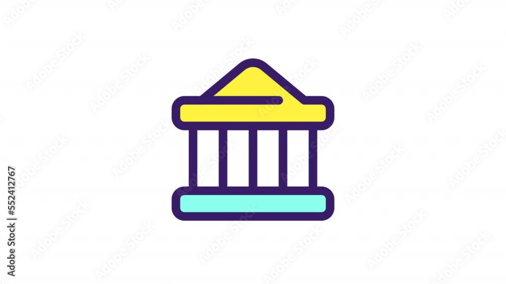 Animated bank color ui icon. Financial institution. Government. Finance ...