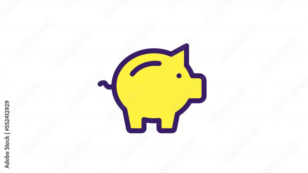 Animated savings color ui icon. Piggy bank and coin. Finance and ...