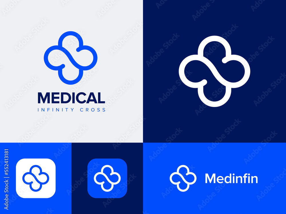 Medical infinity cross logo design. Graphic symbol for medical ...
