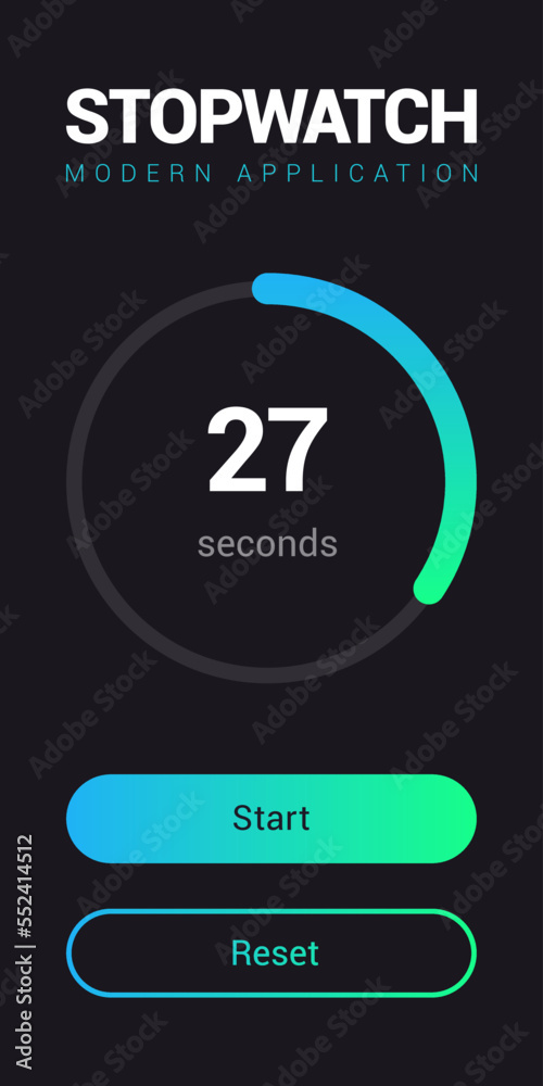 Stopwatch digital modern template. Countdown digital clock timer app ...