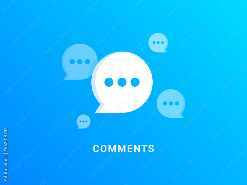 Comments background concept. Speech bubbles on blue background. Chat ...