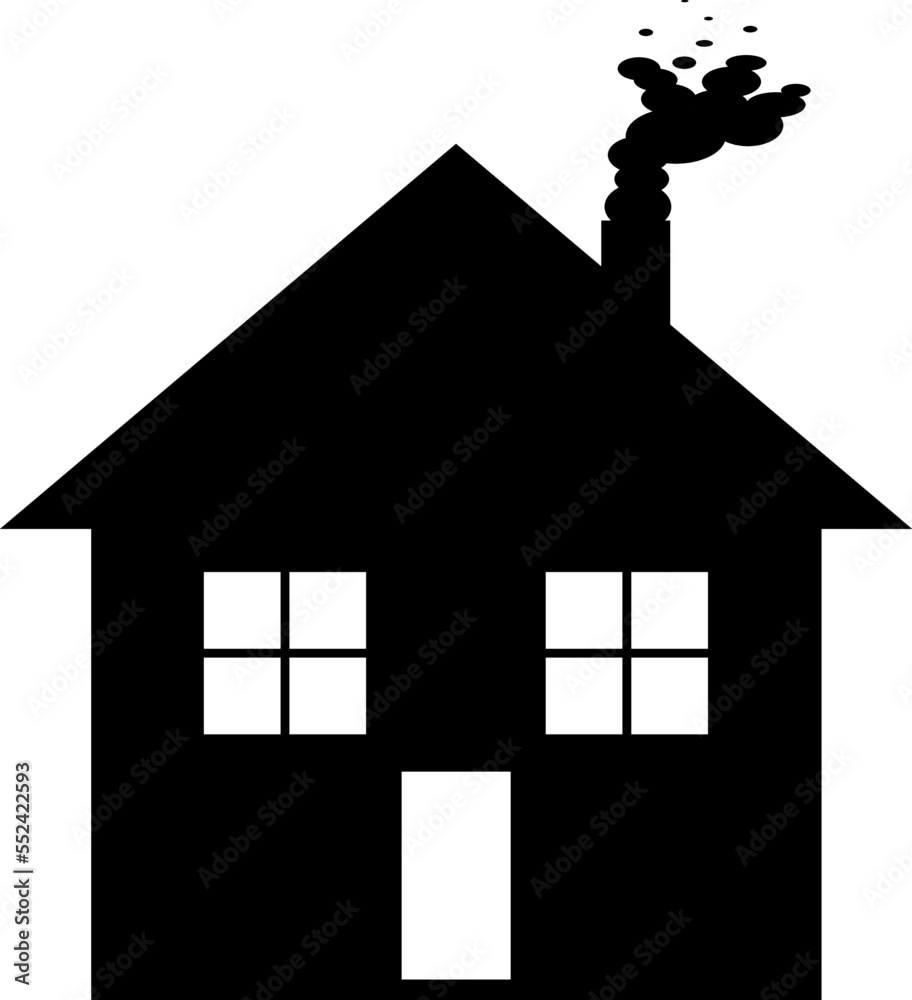 Little house vector smoke from chimney pollution Stock Vector | Adobe Stock