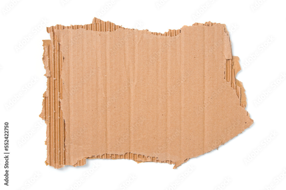 Cardboard corrugated piece with ripped edge on white background Stock ...