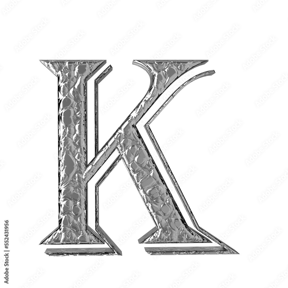 Fluted silver letters. front view. letter k Stock Illustration | Adobe ...