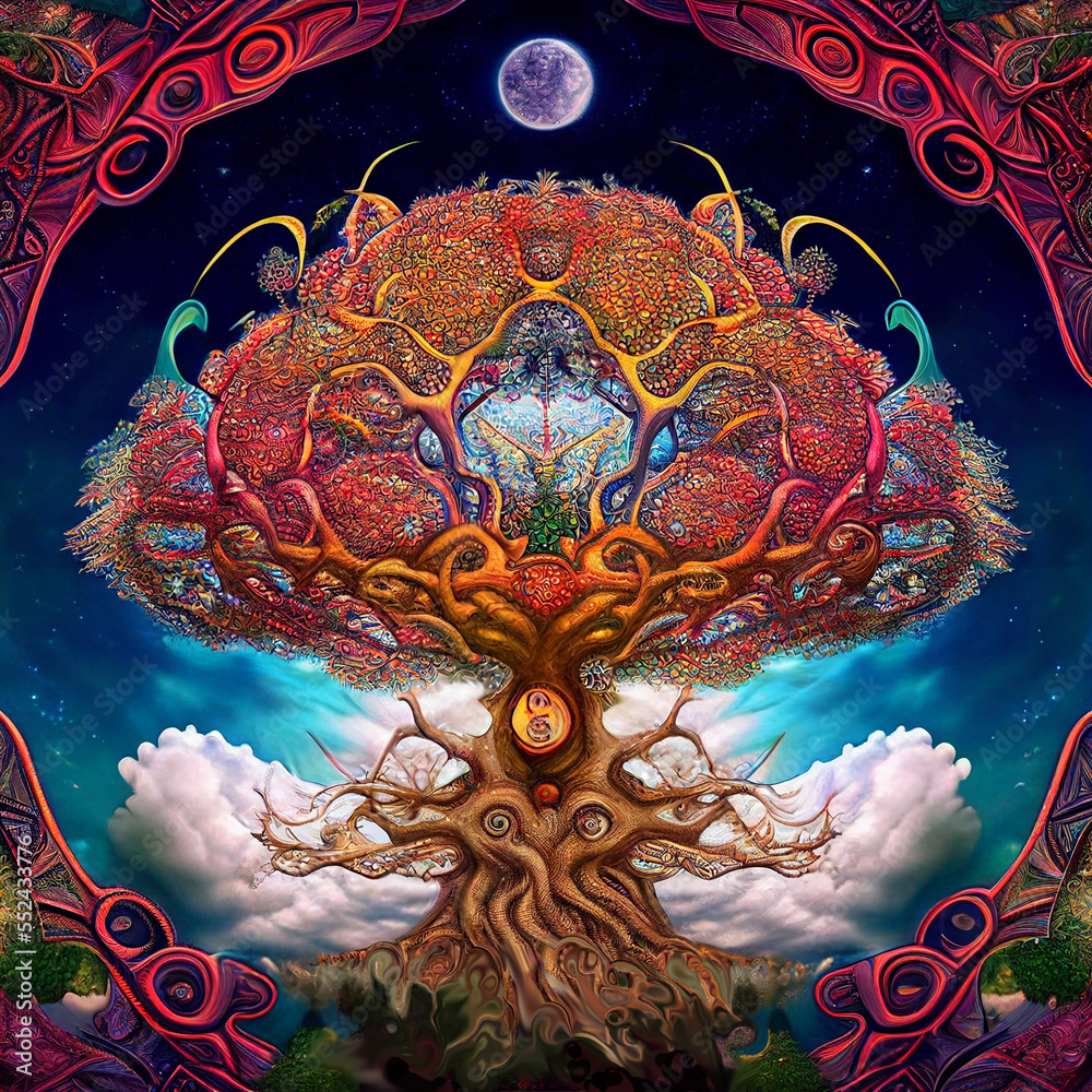 psychedelic tree of life Stock Illustration | Adobe Stock