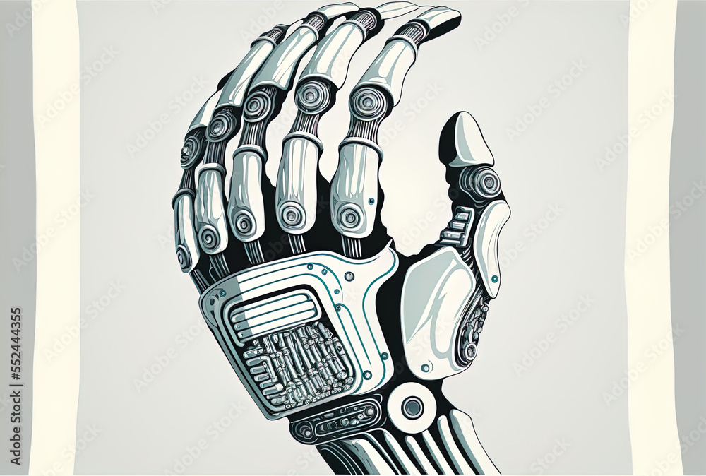 Robotic hand with palm open and white background. Generative AI Stock ...