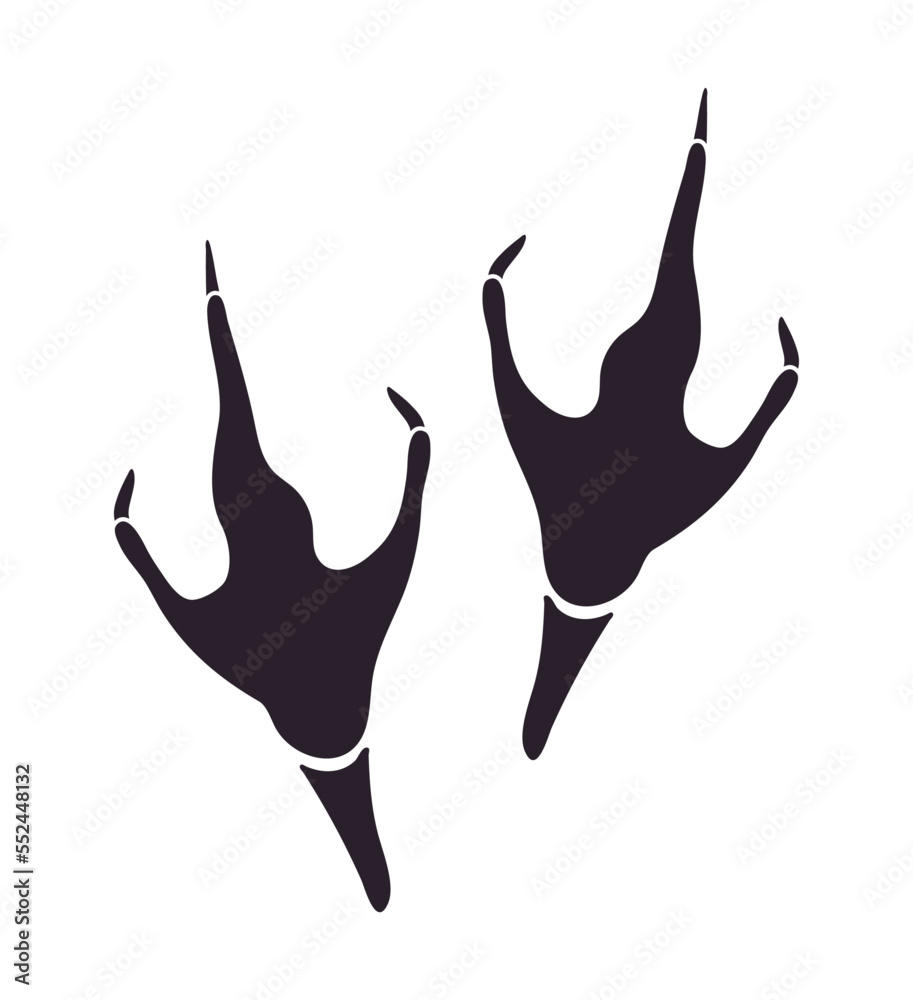 Velociraptor dinosaur footprint vector. Paleontology, history vintage ...