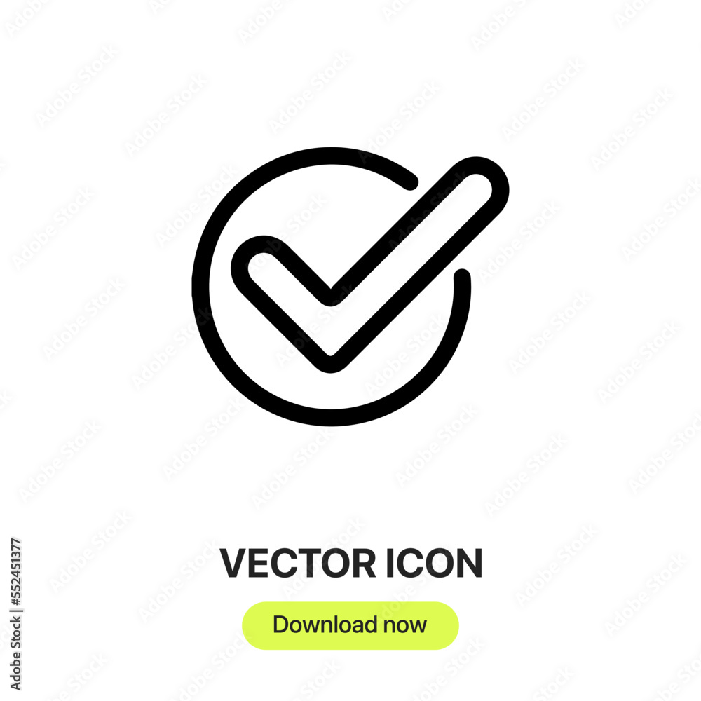 Check mark icon vector. Linear style sign for mobile concept and web ...