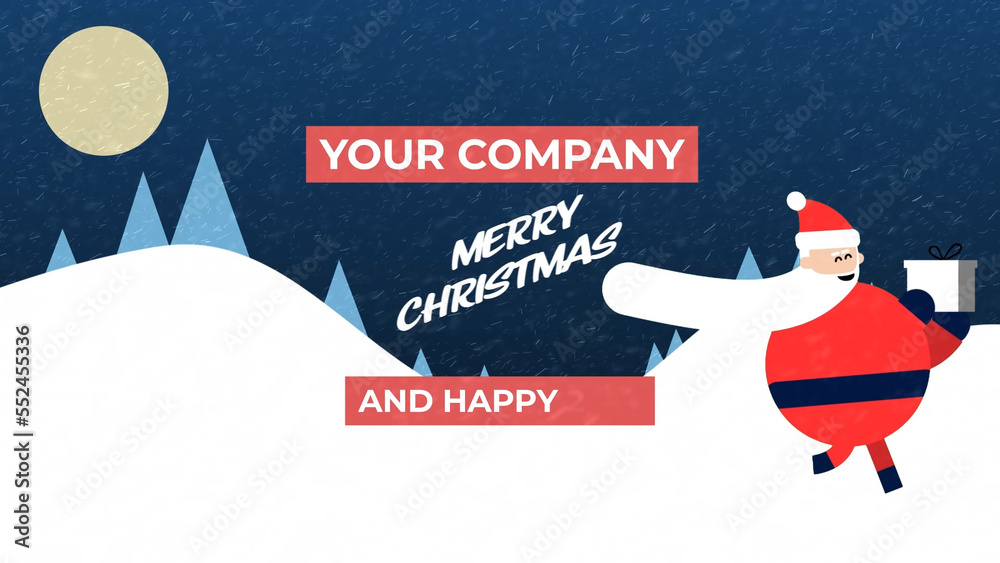 Santa Walking with Gift Logo and Text Title Stock Template | Adobe Stock