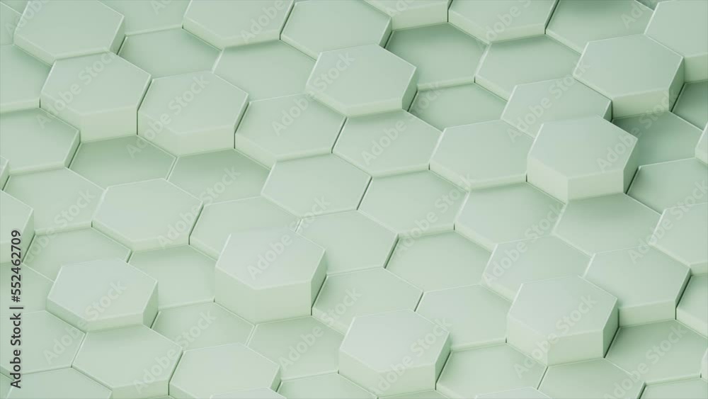 Background 3d animation of moving hexagon shape block. Loop motion ...