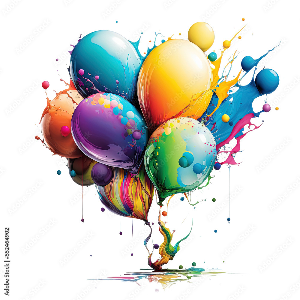Multi colored balloons on a transparent background. Generative AI Stock ...