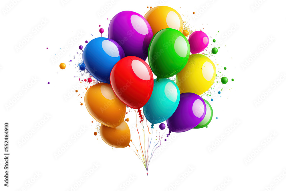 Multi colored balloons on a transparent background. Generative AI Stock ...
