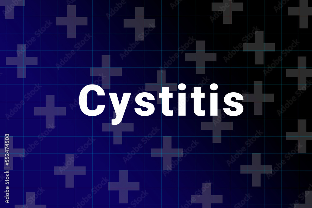 Cystitis disease Illustration. Cystitis title on medical background ...