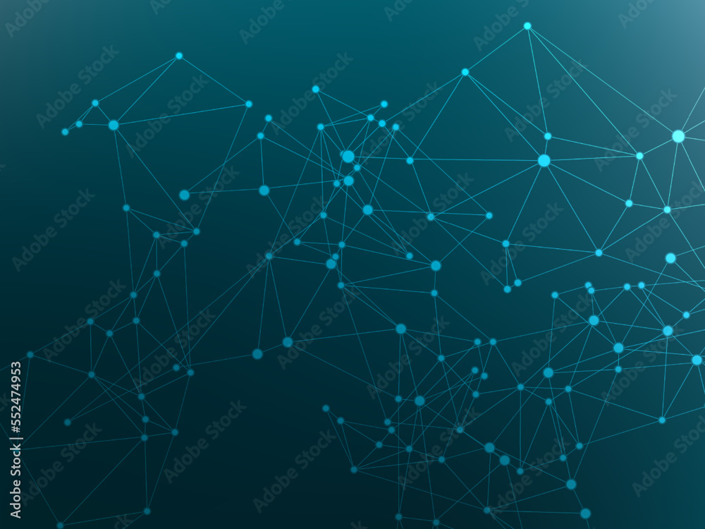 Global network connections with points and lines. Interlinked nodes ...