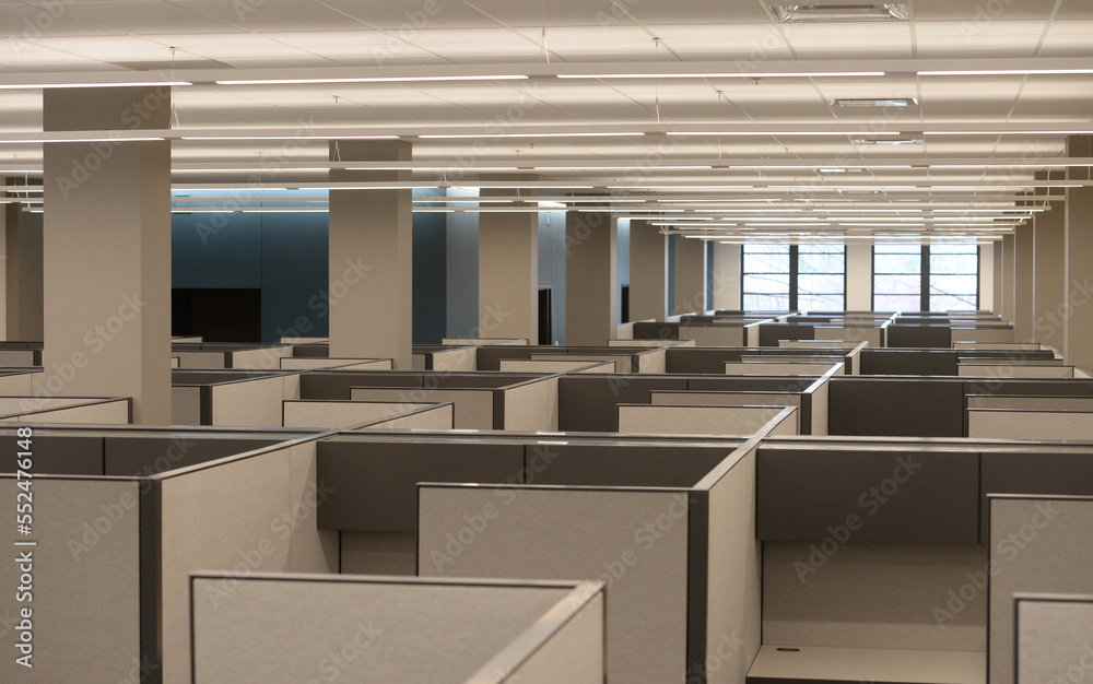 interior of office building with open cubicles Stock Photo | Adobe Stock