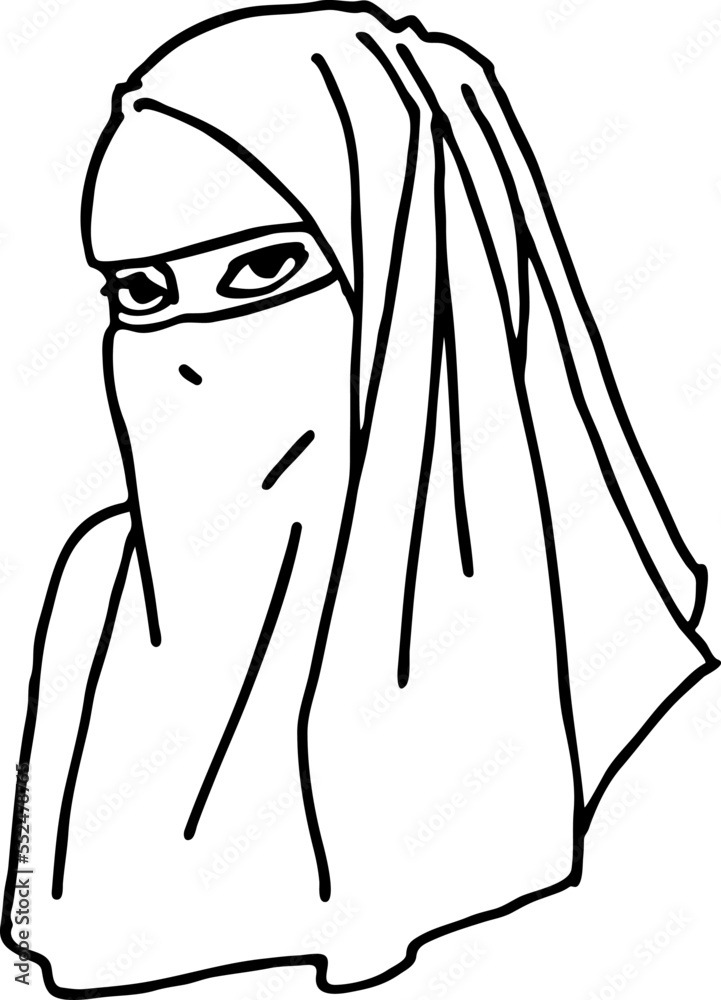 Young Arab woman with beautiful face in traditional fashion niqab head ...