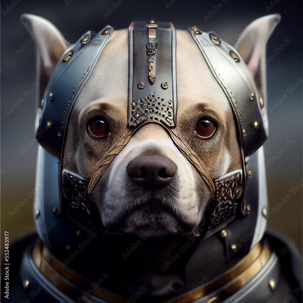 Dog knight with medieval armor.. Generative AI Art. Stock-Illustration ...