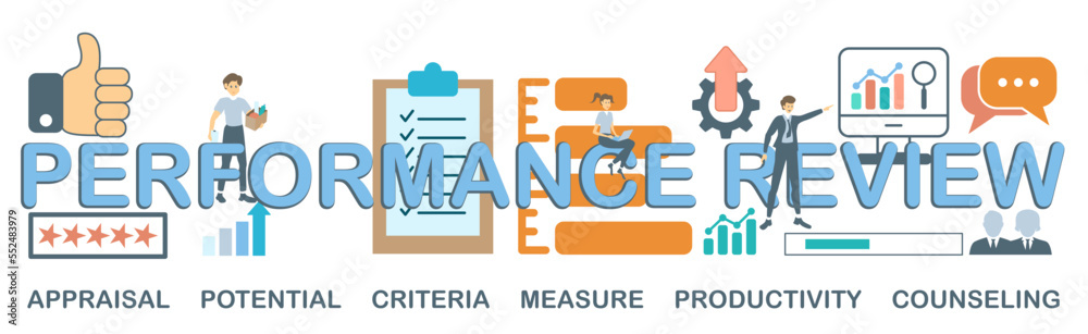Performance review vector illustration concept banner - Performance ...