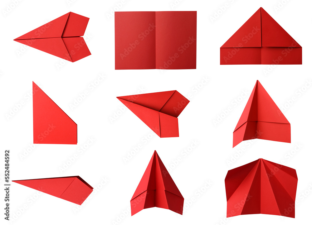 How to make paper plane: step by step instruction. Collage with photos ...