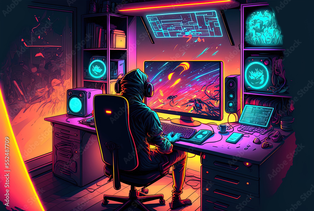 There are no individuals present in the gaming area, which is equipped ...