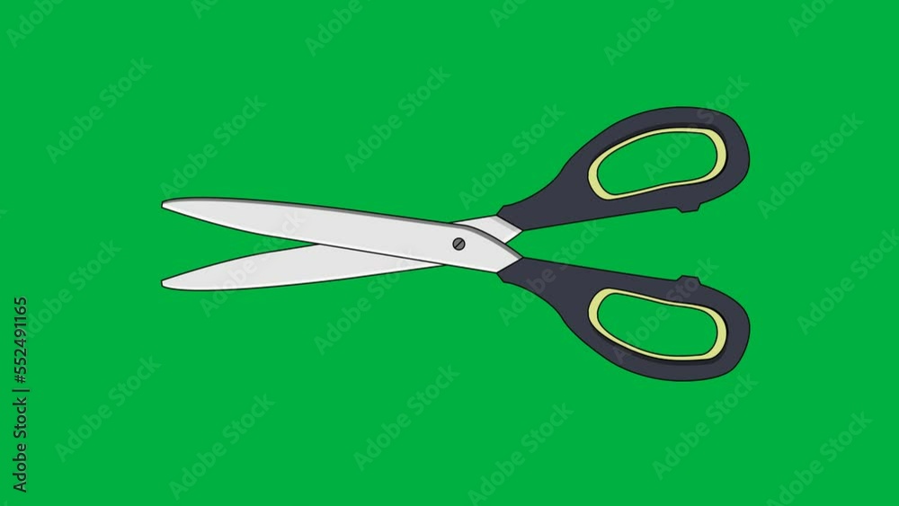 Animated scissors. Flat scissors animation from open to close. Loop ...