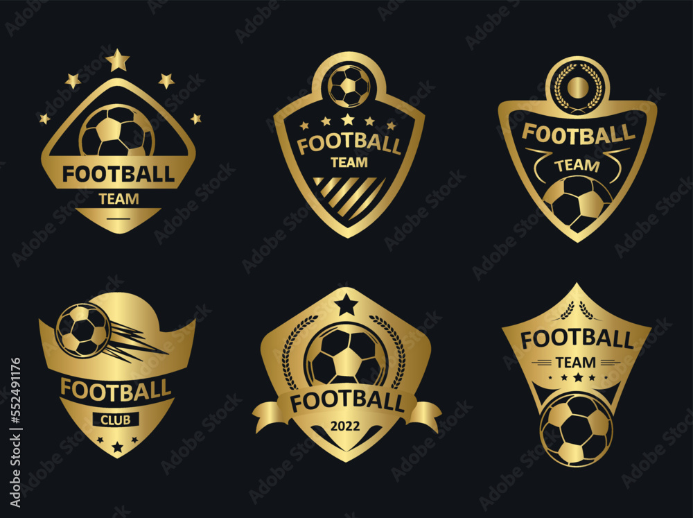 Football badge gold set. Collection of logos and awards for winners in ...