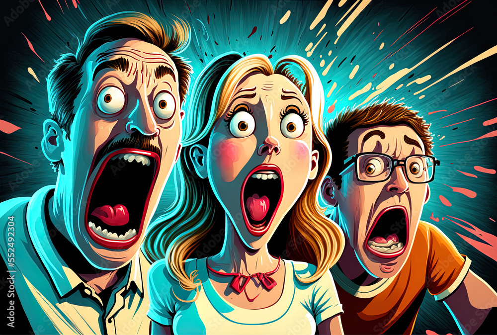 Having their jaws dropped in amazement when they realize something ...