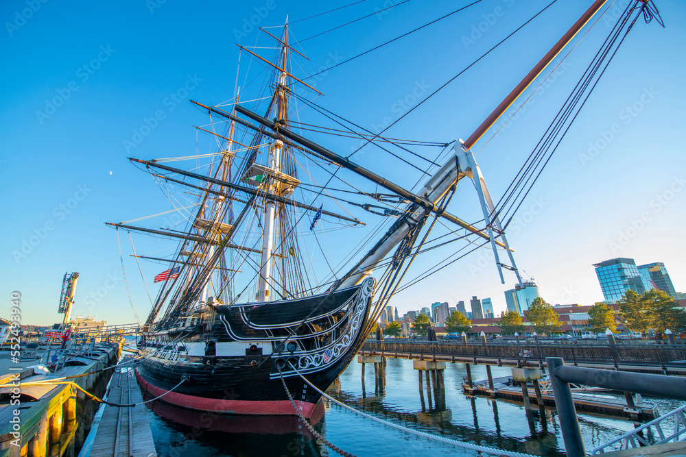 USS Constitution is a three masted wooden hulled heavy frigate of the ...