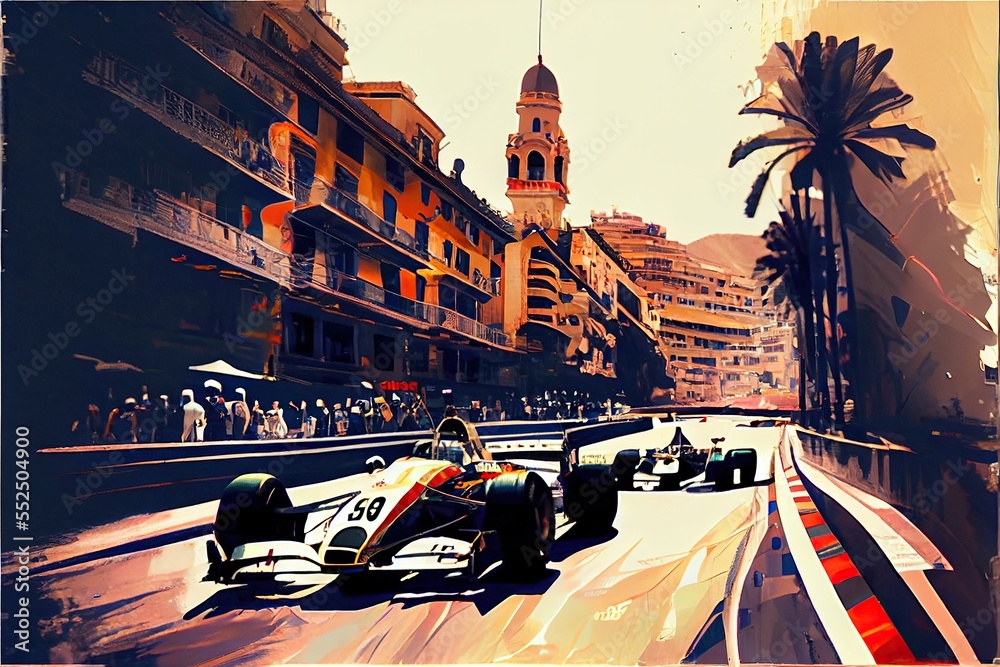 Monaco Formula 1 Illustration Stock Illustration | Adobe Stock