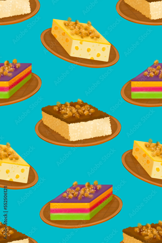 Filipino biko, sapin-sapin, and maja mais rice cake slices on bilao ...