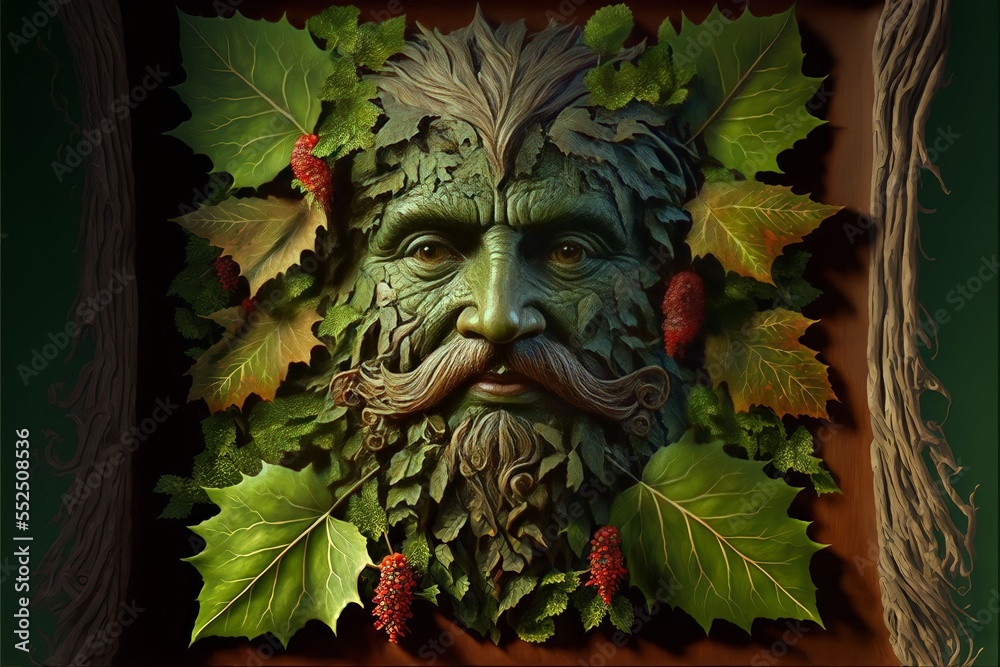 The Green Man at Yule, generative art Stock Illustration | Adobe Stock