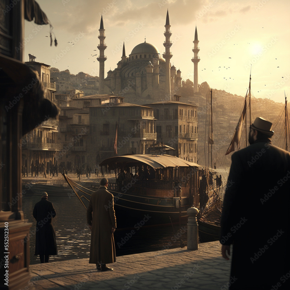 The city of Istanbul in the 1900s, front view. Generated AI ilustración ...