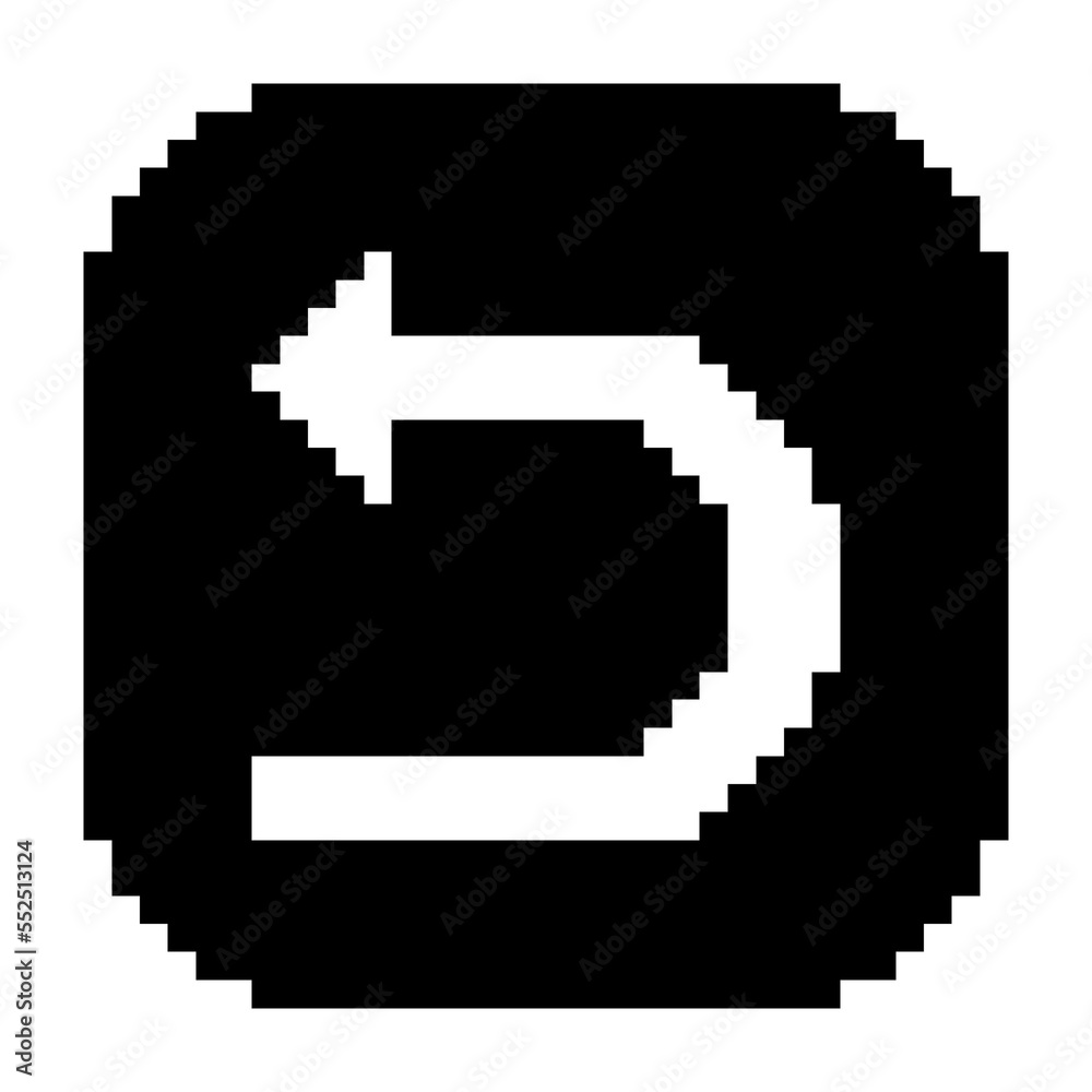 Undo arrow icon, left turn direction symbol icon black-white vector ...