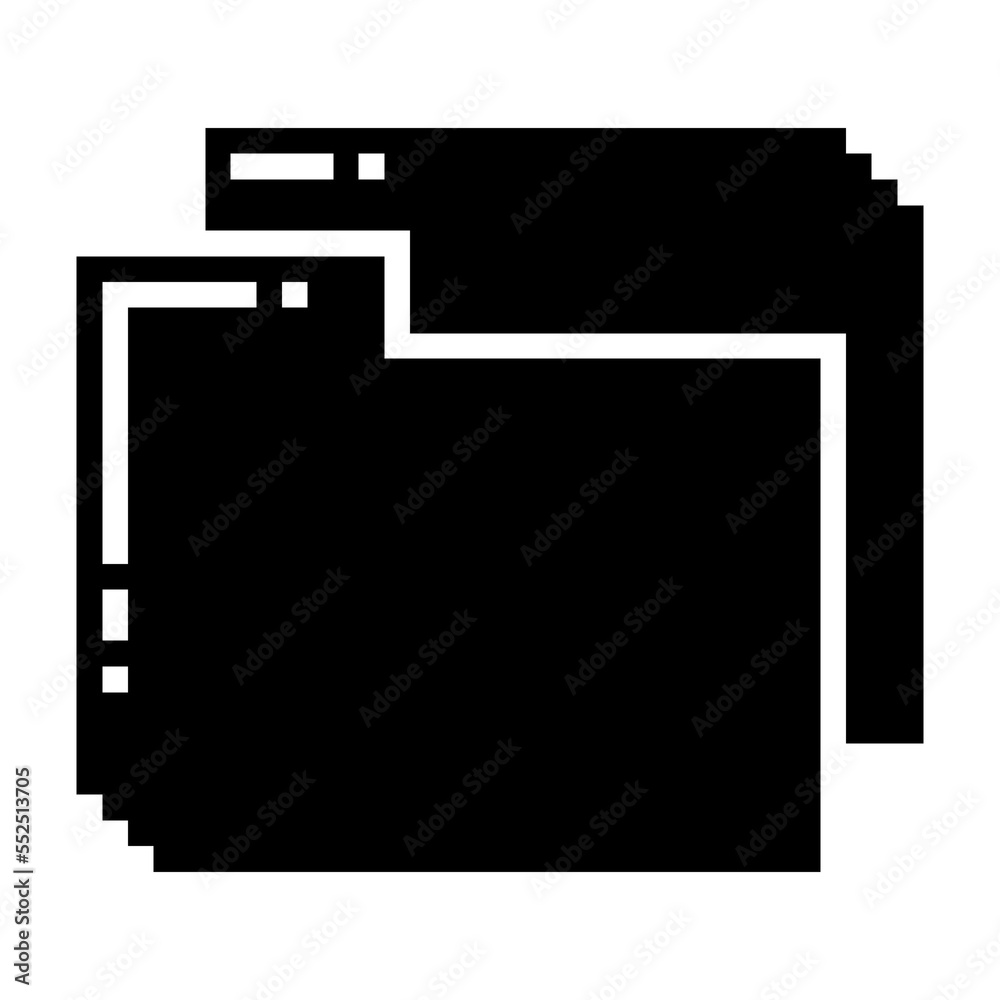 Open folder, file icon black-white vector pixel art icon Stock Vector ...
