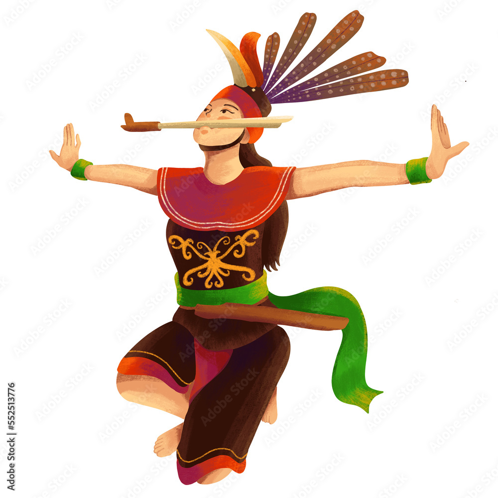 traditional dance of the Dayak tribe of Central Kalimantan Stock ...