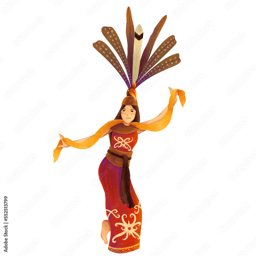 traditional dance of the Dayak tribe of Central Kalimantan Stock ...
